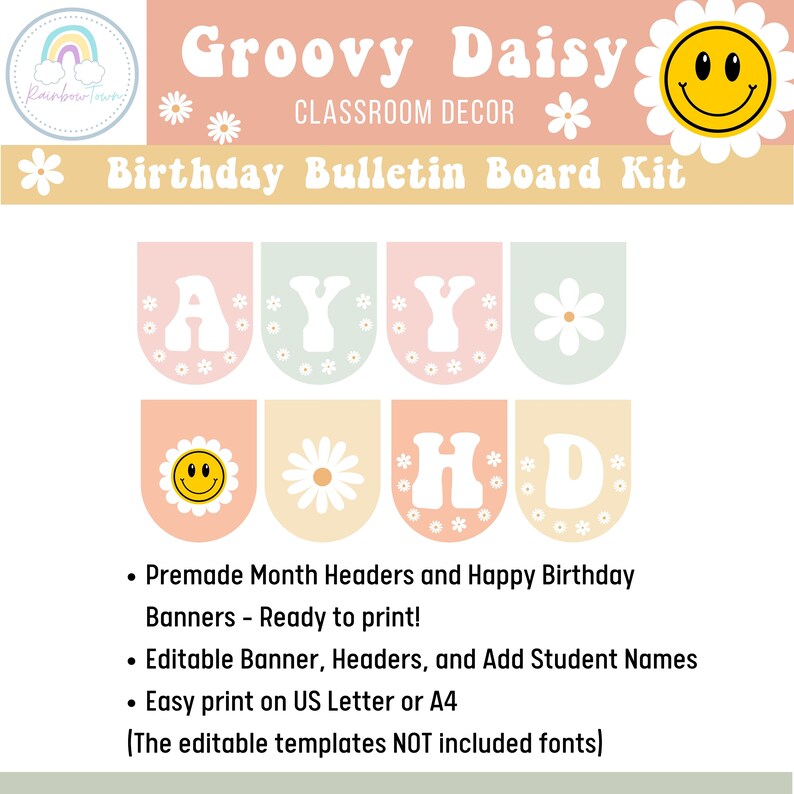 Groovy Birthday Bulletin Board Birthday Display Classroom - Etsy