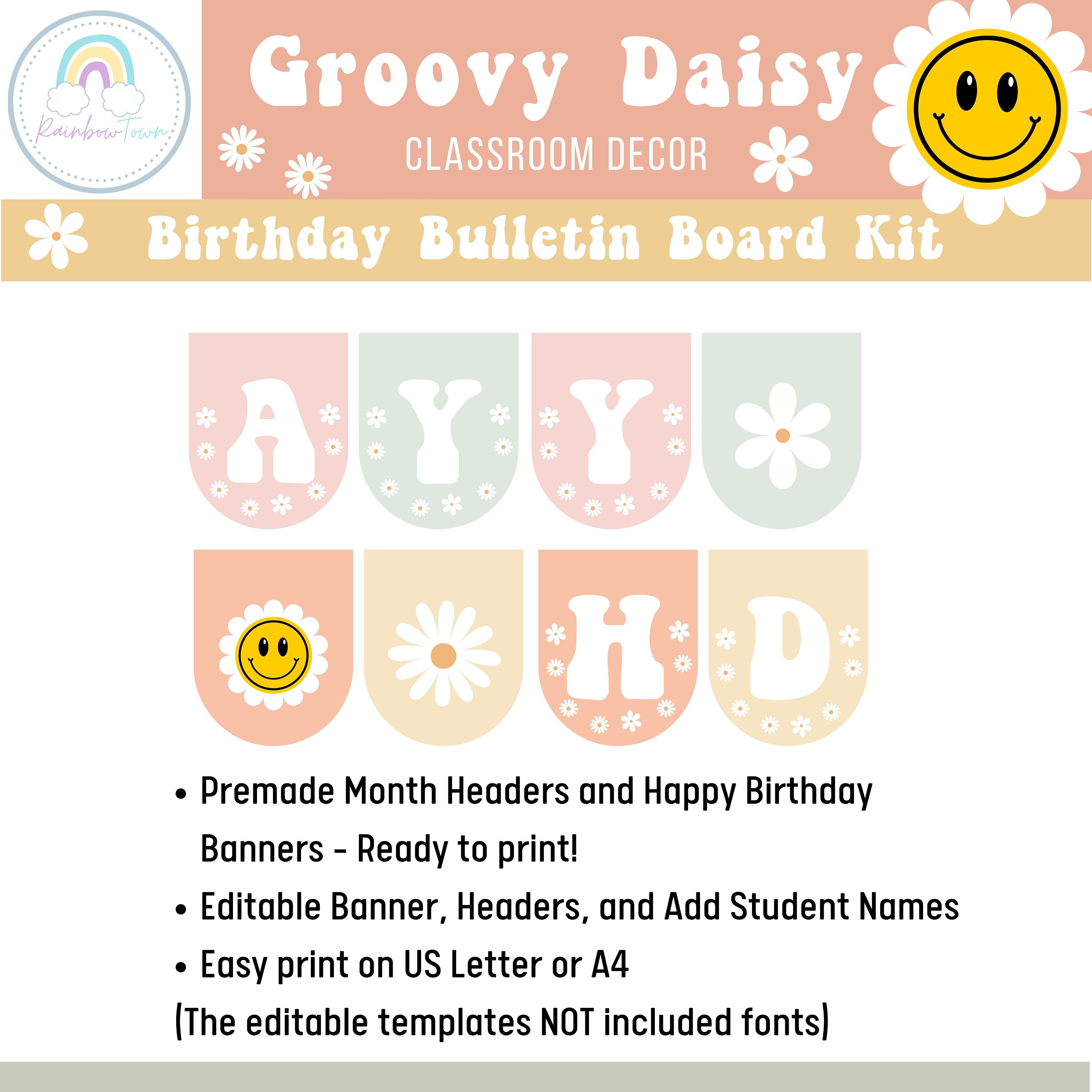 Groovy Birthday Bulletin Board Birthday Display Classroom Decor ...