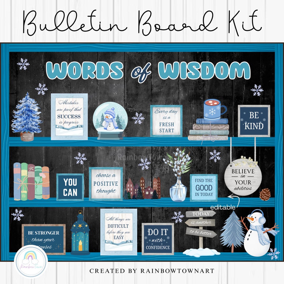 Winter Bulletin Board Kit Bookshelf Motivational Classroom Door Decor ...