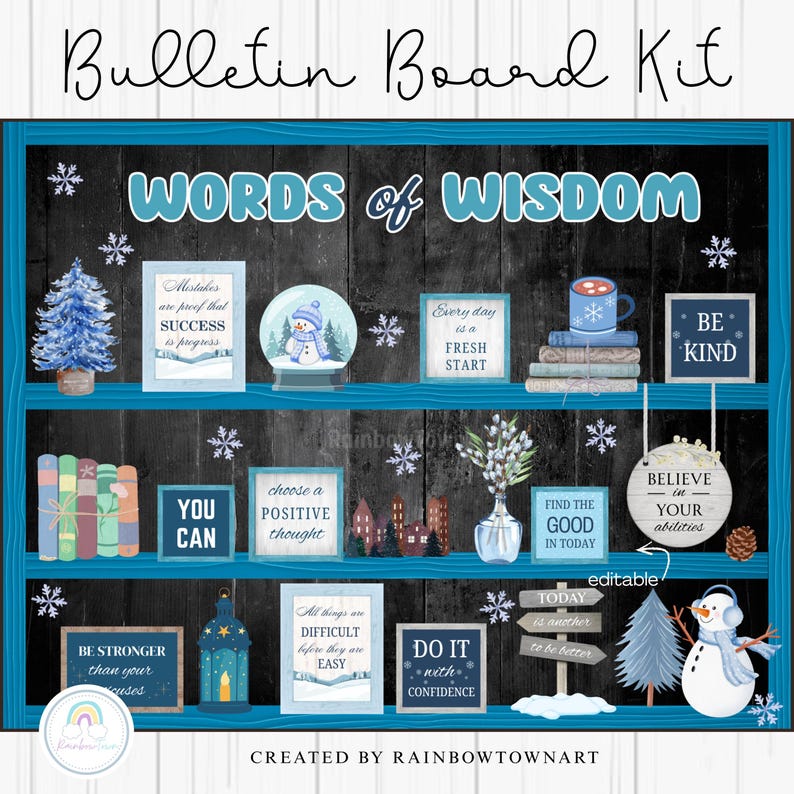 Winter Bulletin Board Kit Bookshelf Motivational Classroom Door Decor ...