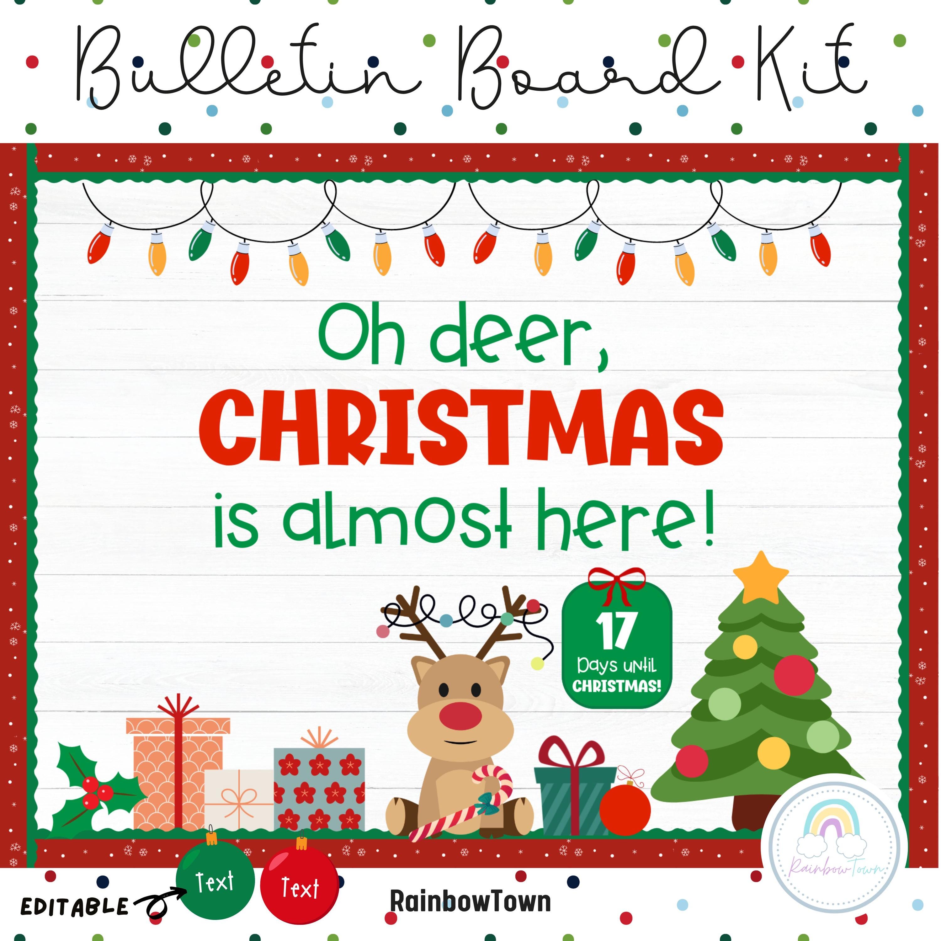 Christmas Countdown Bulletin Board Kit Reindeer Holiday Classroom ...