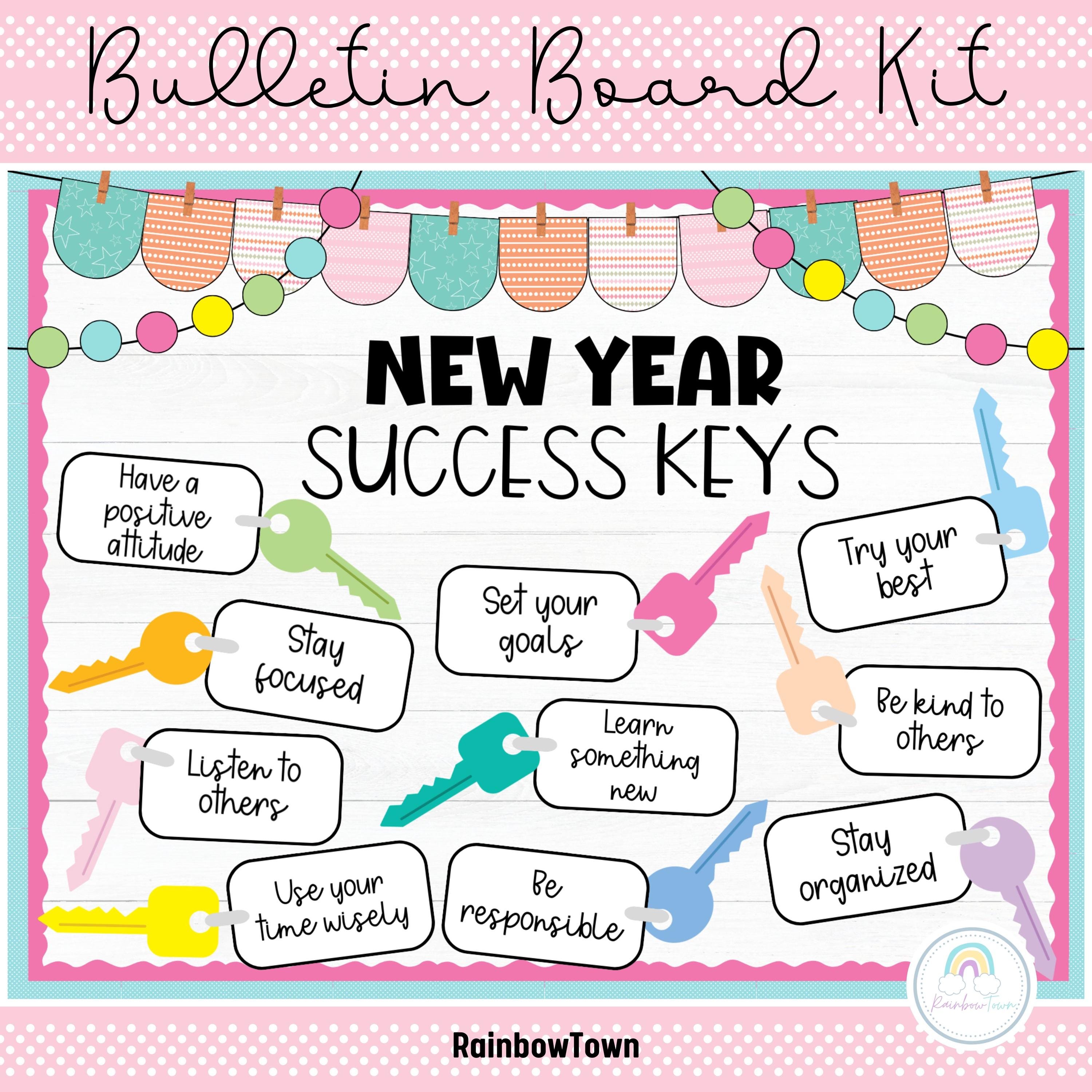 New Year Bulletin Board Kit Motivation Classroom Decorations Printable ...