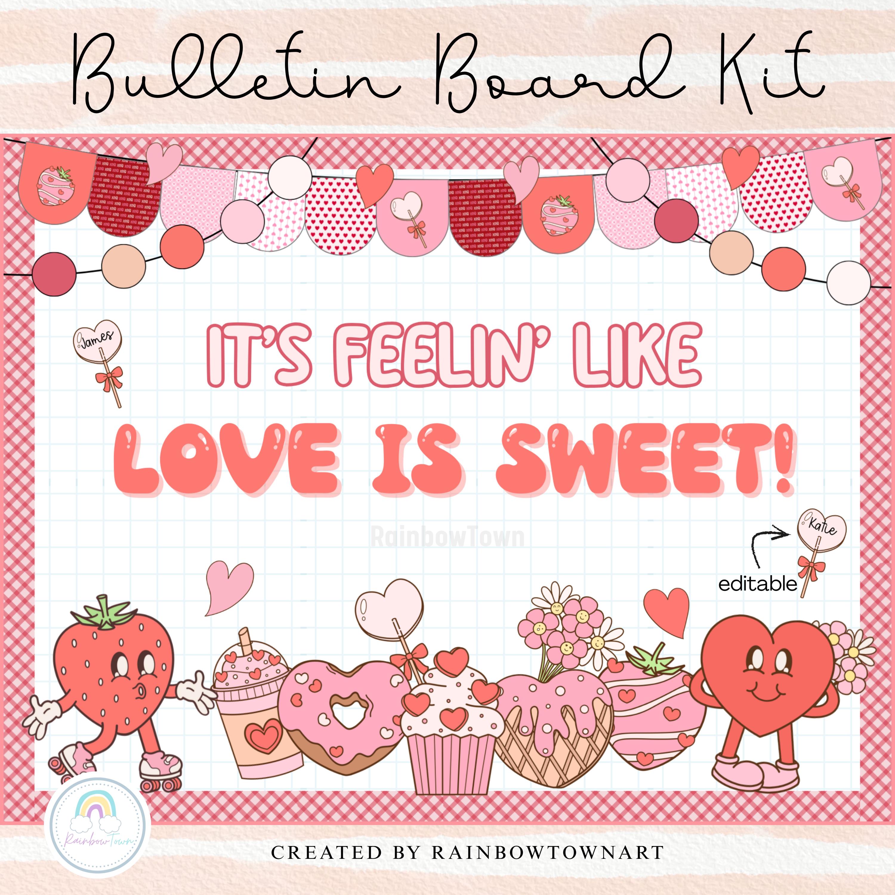 Valentine's Day Bulletin Board Kit Groovy Kindness Classroom Decor ...
