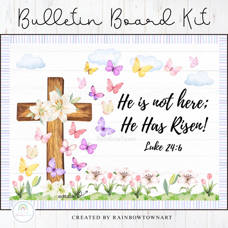 Easter Bulletin Board Kit Religious Christian Classroom Decor Printable ...