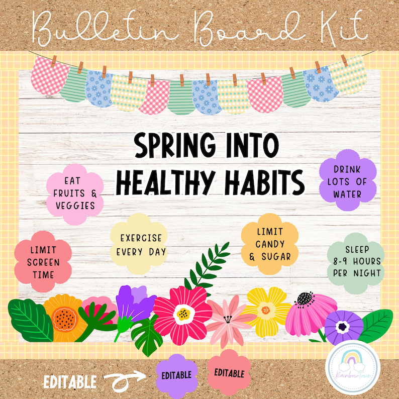 Spring Bulletin Board Kit School Nurse Flower Classroom Decor Printable ...