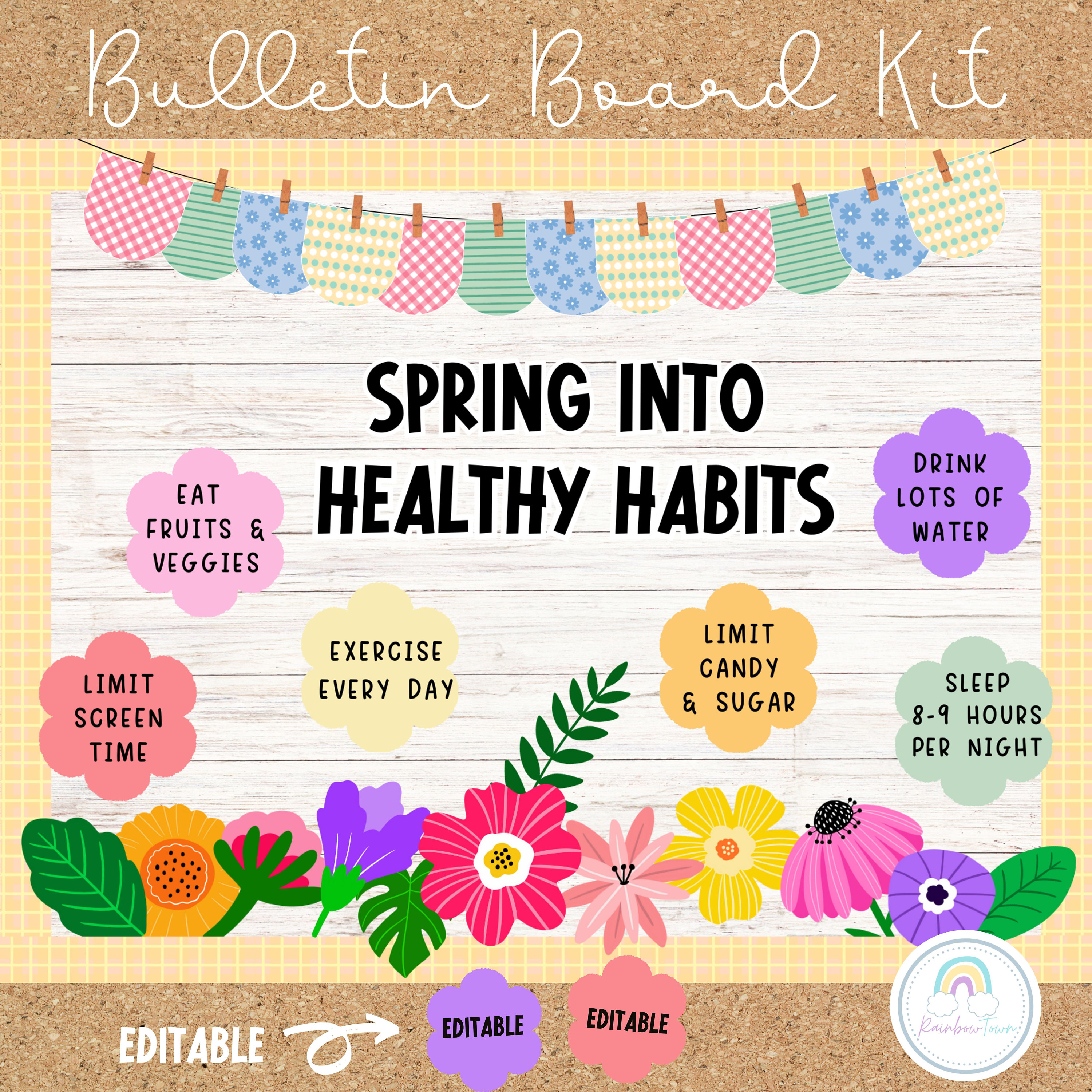 Spring Bulletin Board Kit School Nurse Flower Classroom Decor Printable ...