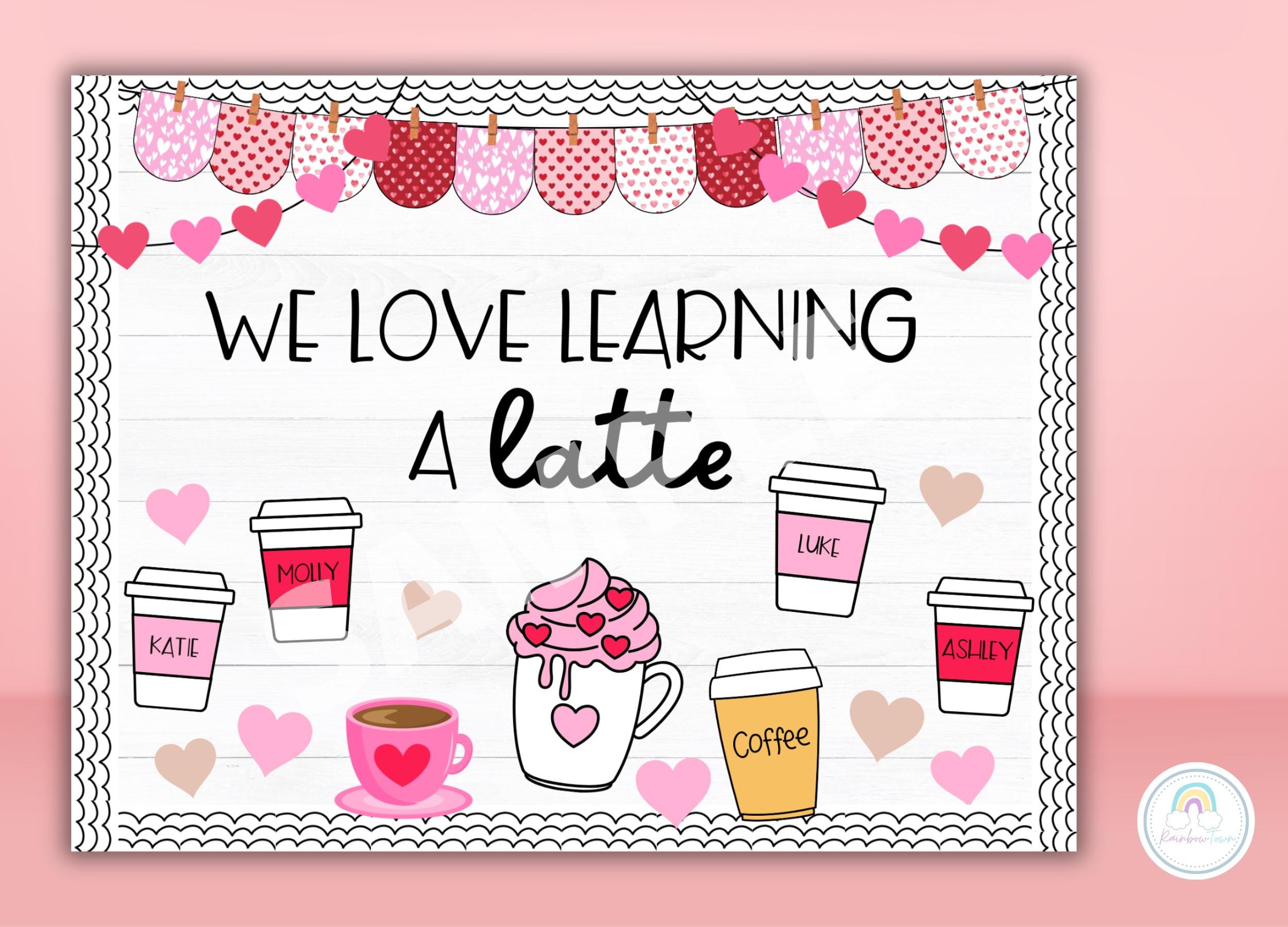 Valentine's Day Bulletin Board Kit Latte Love Classroom Door Decor ...