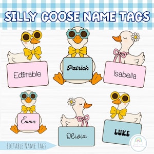 Goose Name Tags Classroom Labels Cubby Tags Editable - Etsy