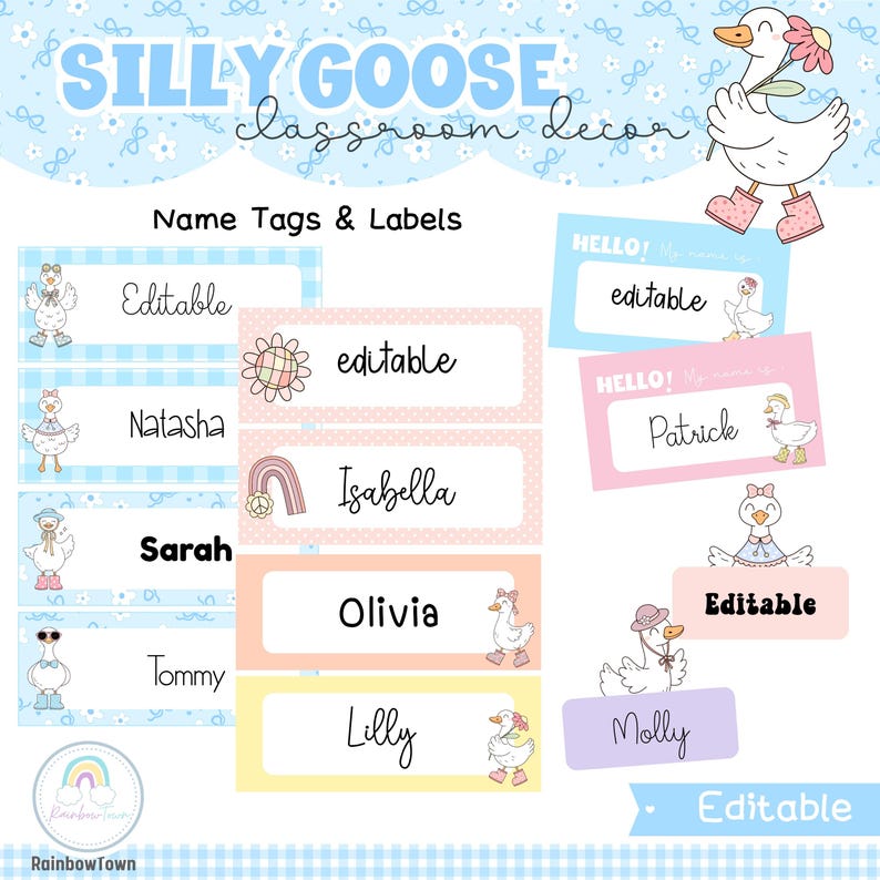 Goose Classroom Decor Bundle Groovy Pastel Decorations Printable ...