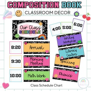 Composition Notebook Classroom Decor Bundle Retro Theme Decorations ...