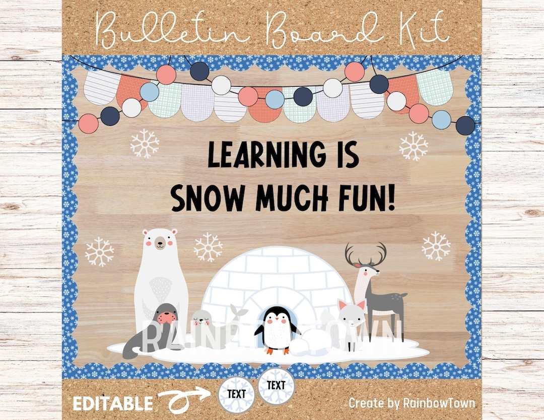 Winter Bulletin Board Kit Arctic Animals Classroom Decor Editable ...