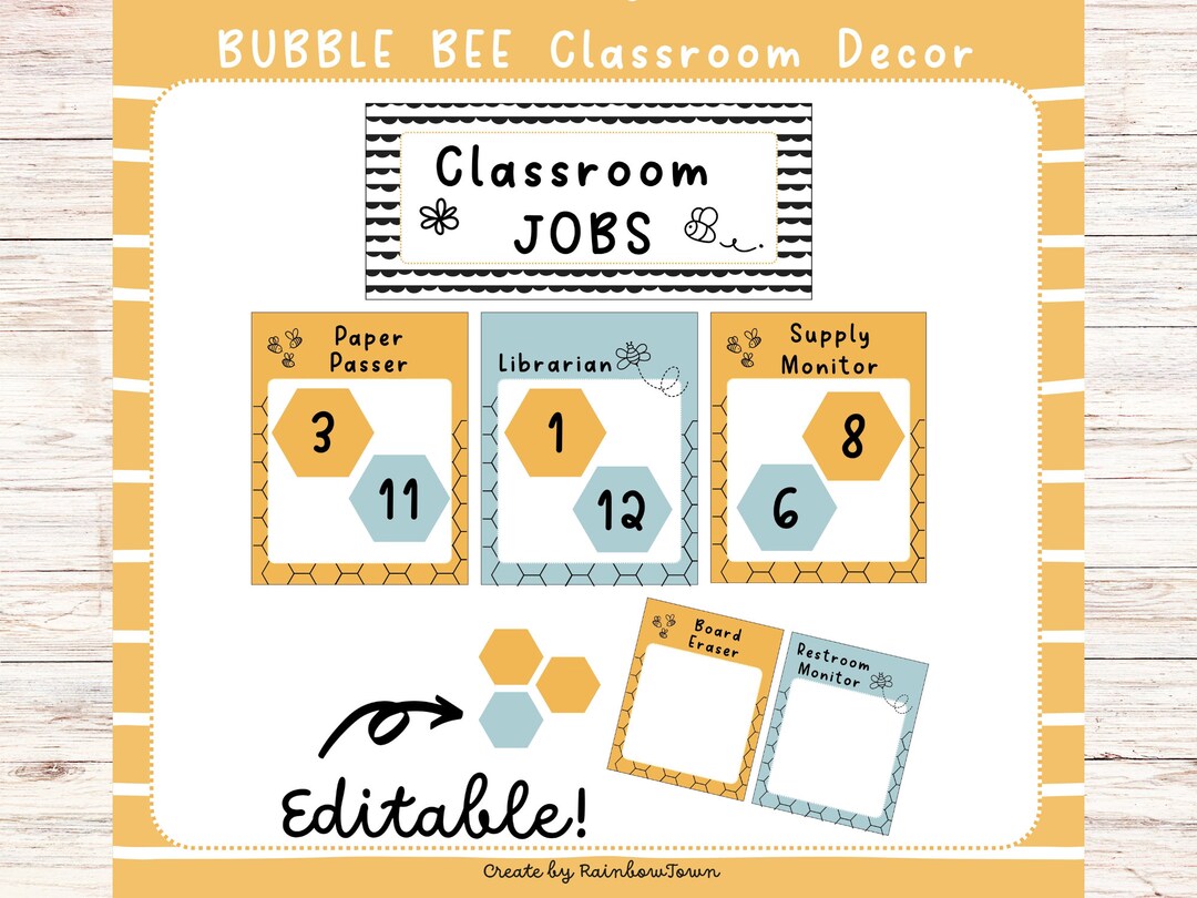 Classroom Jobs Editable BEE Classroom Decoration - Etsy