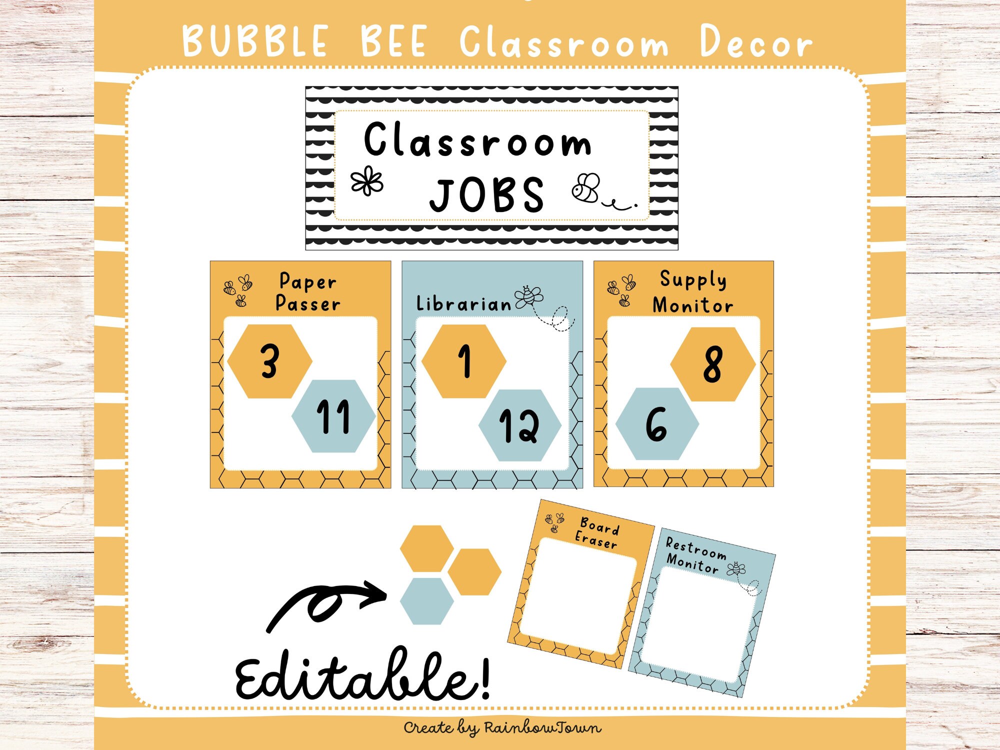 Classroom Jobs Editable BEE Classroom Decoration - Etsy