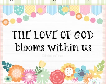 Spring Bulletin Board Kit, Church Religious Sunday School Bulletin, in ...