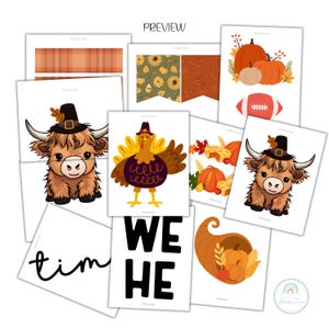 Thanksgiving Bulletin Board Kit Highland Cow Thankful Fall Classroom ...