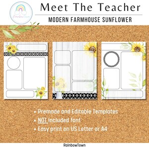 Modern Farmhouse Sunflower Classroom Decor Bundle Printable & Editable ...
