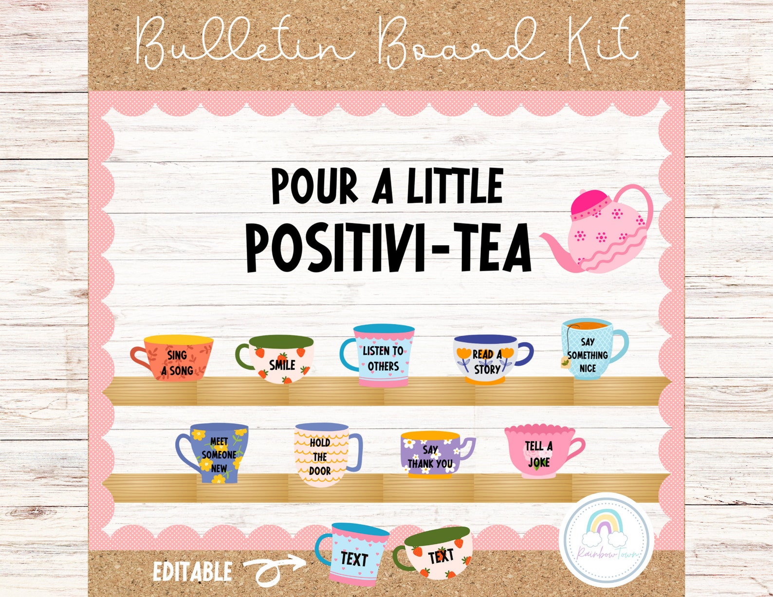 Kindness Matters Positivitea Bulletin Board Kit for Counseling Offices ...