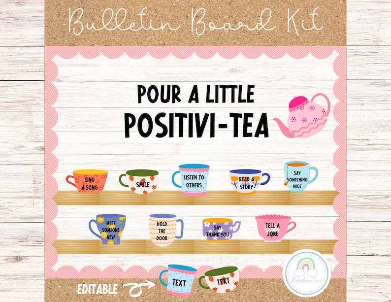 Kindness Matters Positivitea Bulletin Board Kit for Counseling Offices ...