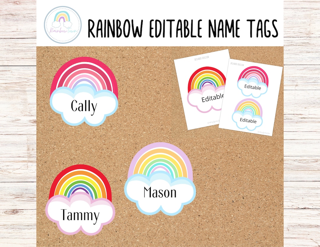 Rainbow Editable Name Tags Spring Cubby Tags Classroom Decor Printable ...