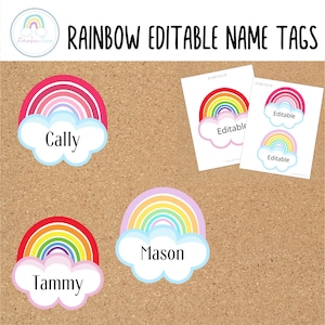 Rainbow Editable Name Tags Spring Cubby Tags Classroom Decor Printable ...
