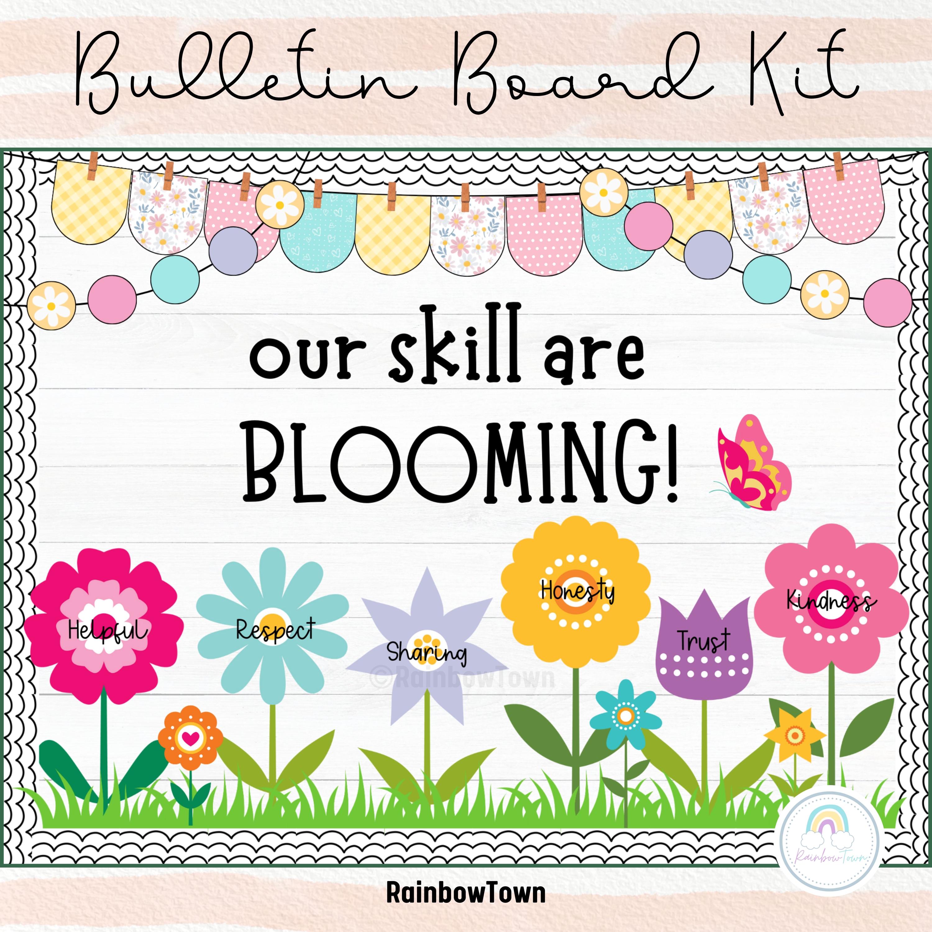 Spring Bulletin Board Kit Bloom With Kindness Classroom Decor Printable ...
