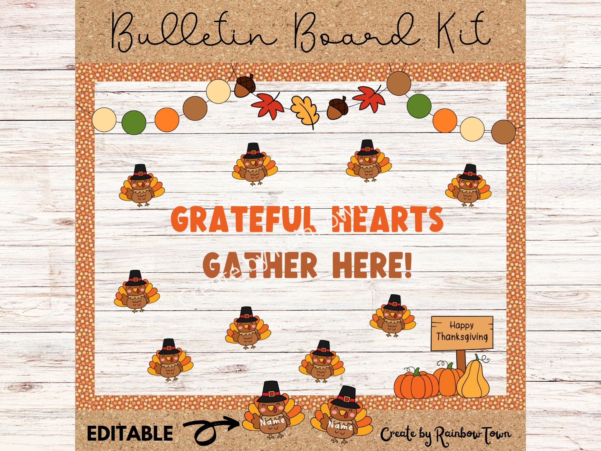 Thanksgiving Bulletin Board Kit | Fall Classroom Decor Printable ...