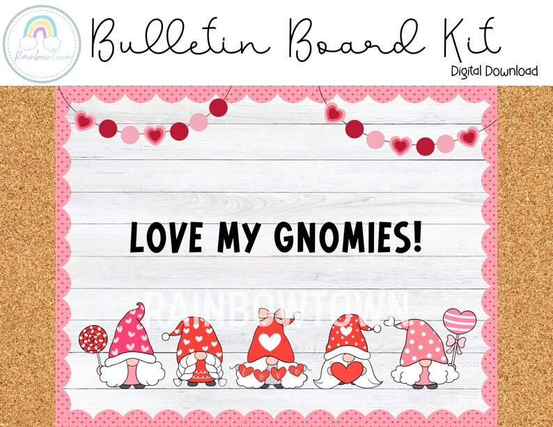 Valentine's Day Bulletin Board Kit Gnomes Classroom Decor - Etsy