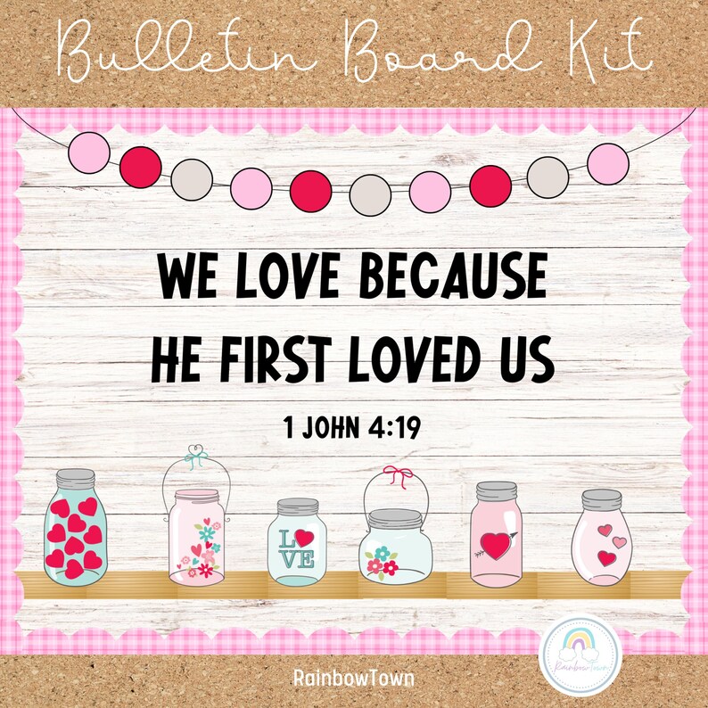 Valentine's Day Bulletin Board Kit Bible Verse Christian Classroom ...
