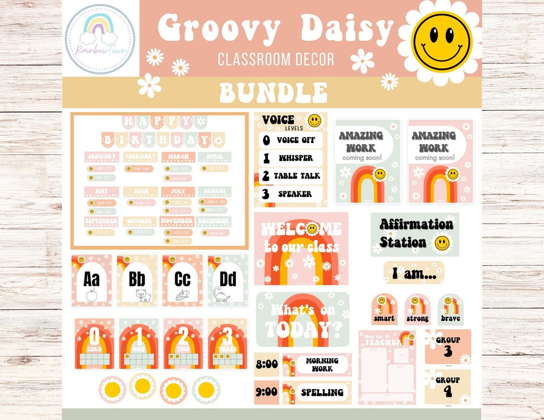 Pastel Groovy Classroom Decor Bundle Classroom Theme Decorations ...