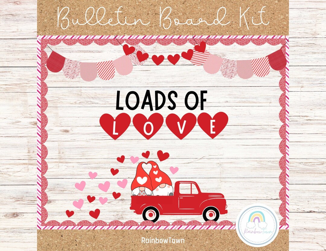Valentine's Day Bulletin Board Kit Gnomes Heart Classroom Decor ...