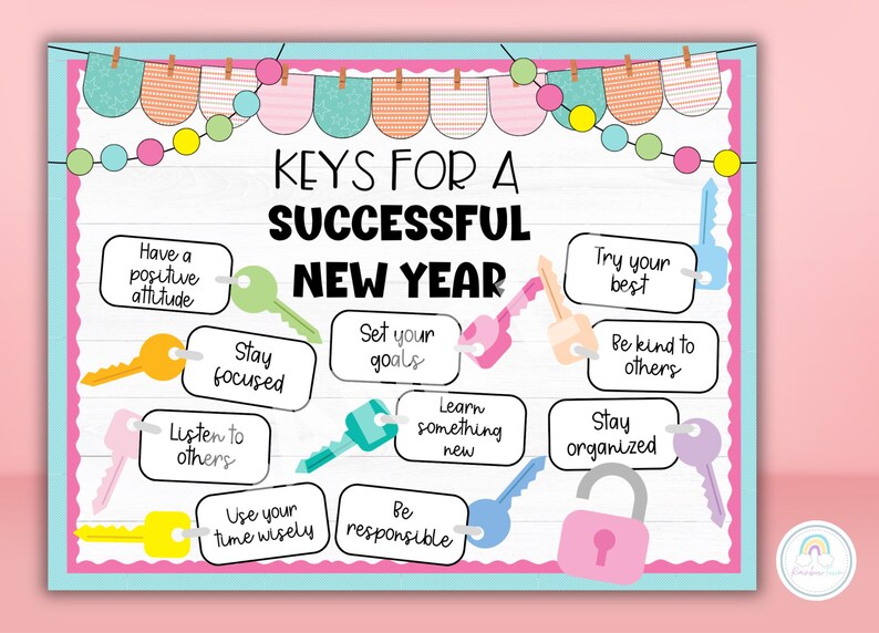 New Year Bulletin Board Kit Motivation Classroom Decorations Printable ...