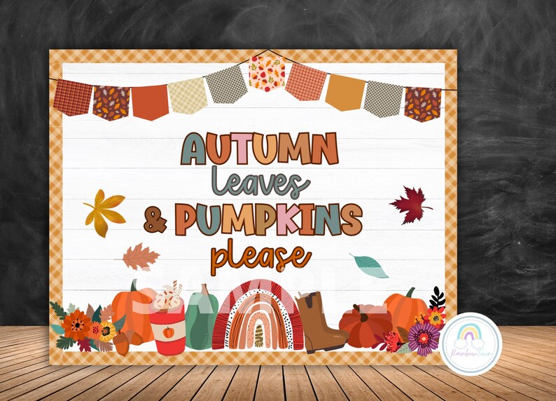 Fall Leaves Bulletin Board Kit Autumn Classroom Decorations Printable ...