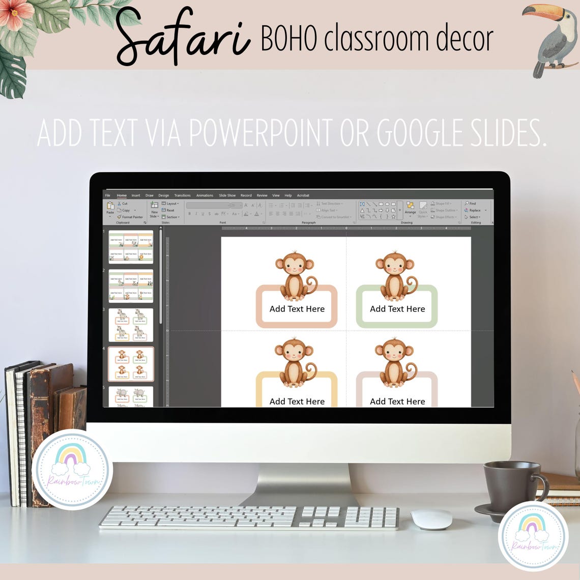 Safari Animal Name Tags: Boho Classroom Decor (PPT & PDF) - Etsy
