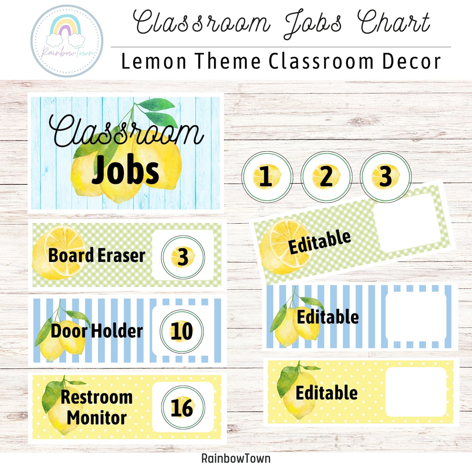 Lemon Classroom Decor Bundle Modern Farmhouse Theme Printable ...