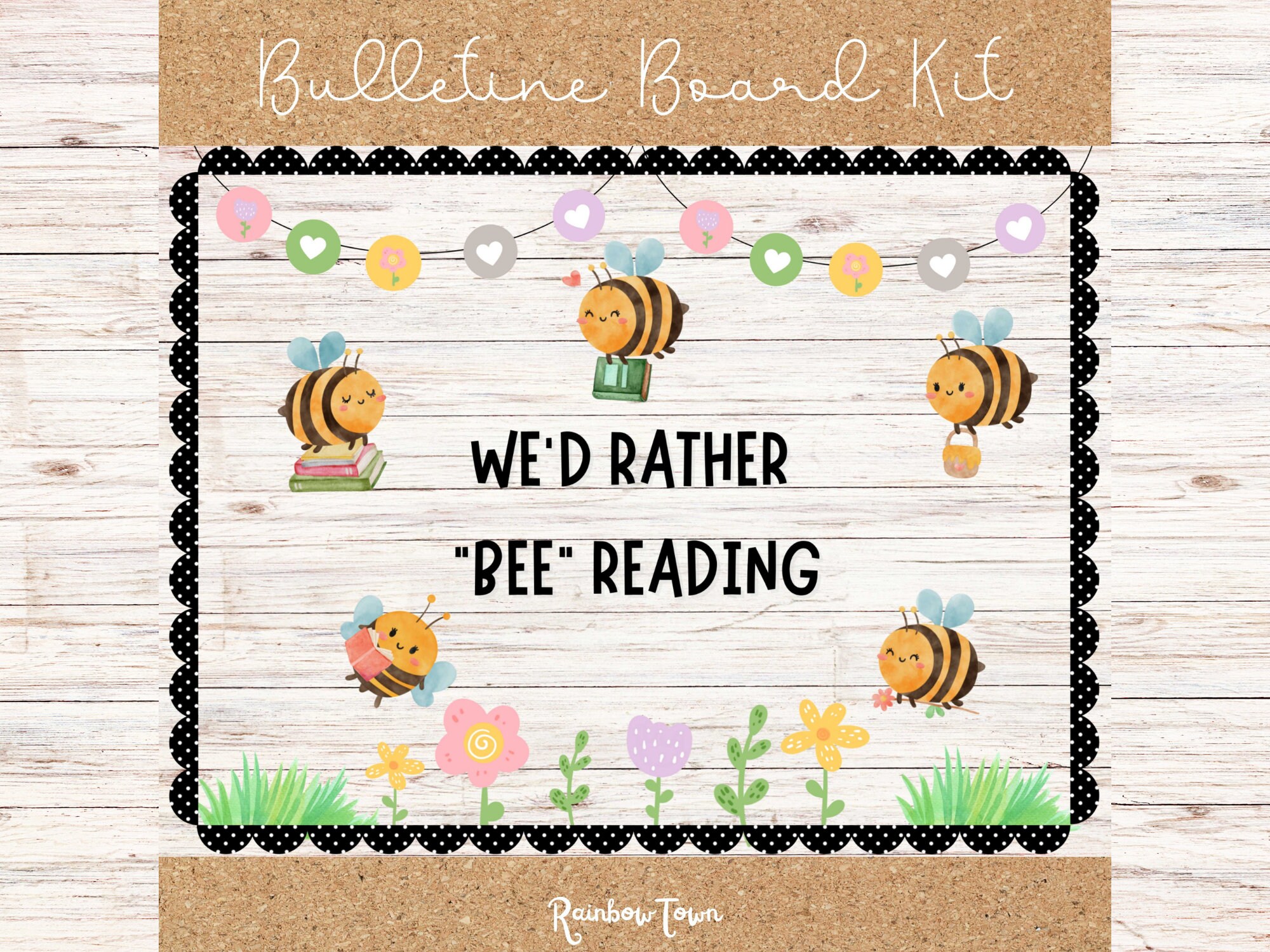 Spring Bulletin Board Kit Library Bee Classroom Decor Printable - Etsy