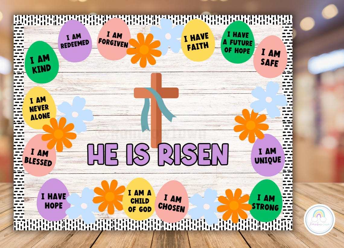 Easter Bulletin Board Kit Bible Affirmations Classroom Decor Printable ...