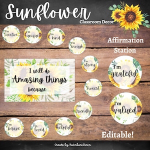 Sunflower Farmhouse Classroom Decor BUNDLE Editable - Etsy