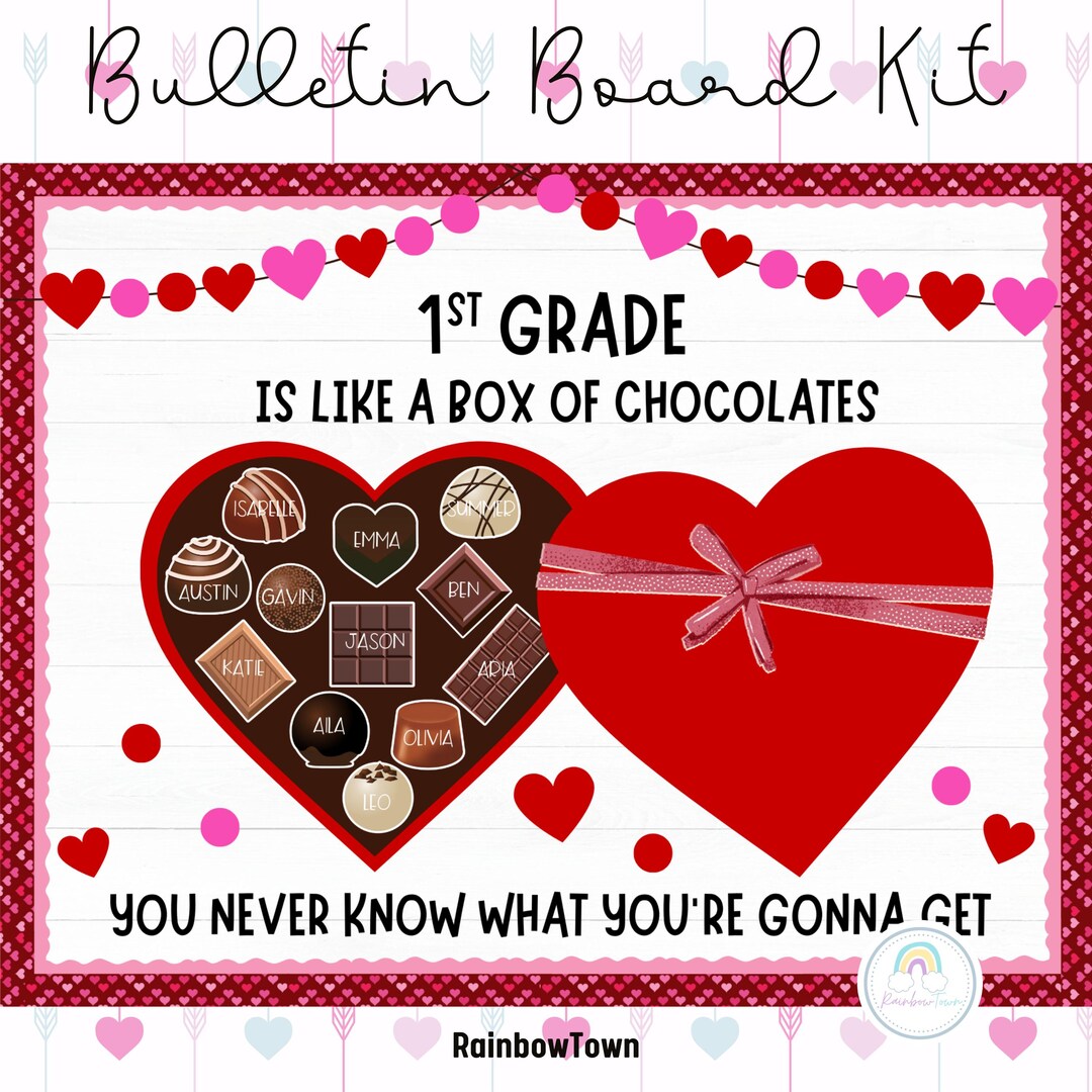 Valentine's Day A Box of Chocolates Bulletin Board February Classroom ...