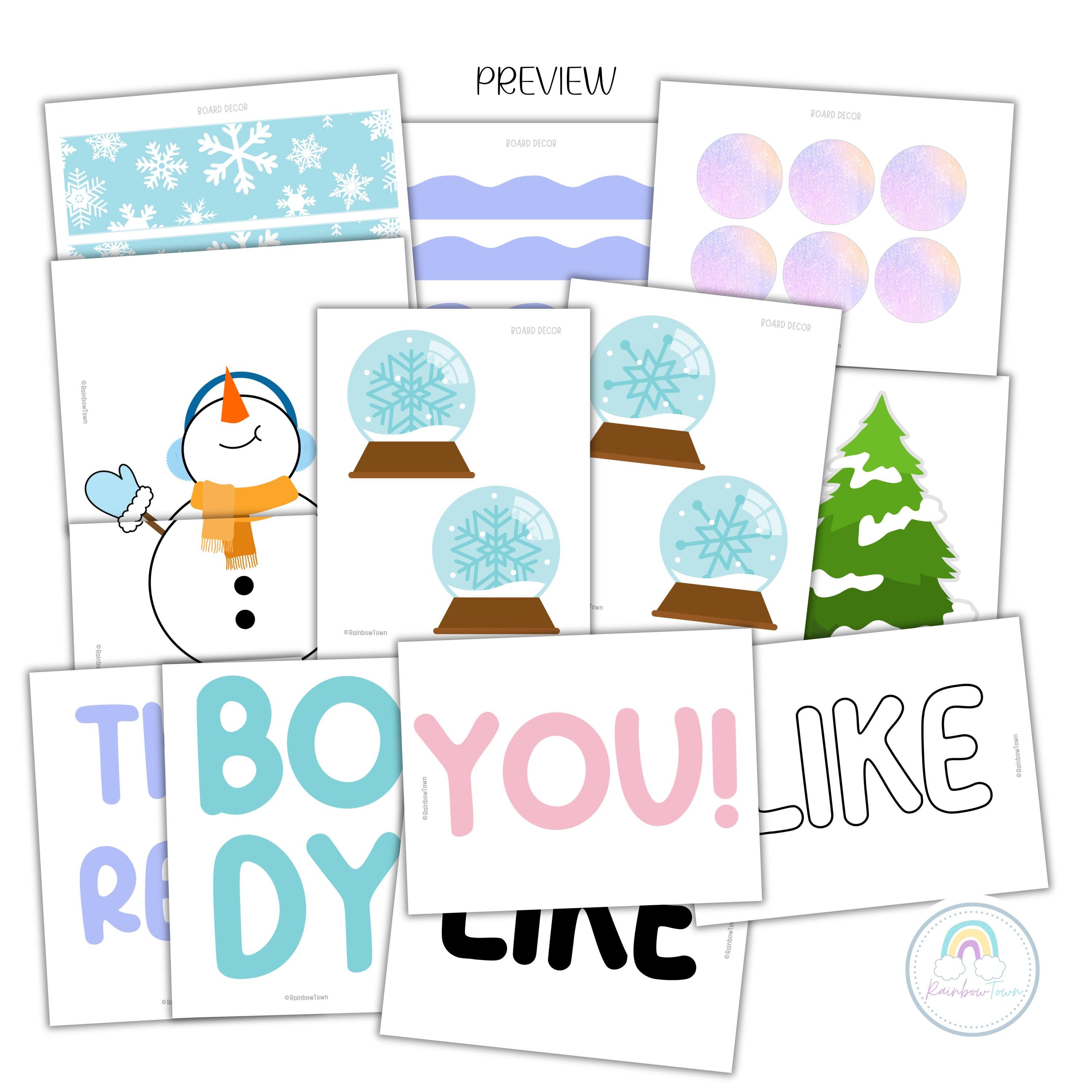 Winter Bulletin Board Kit Snow Globe Classroom Door Decor Printable ...