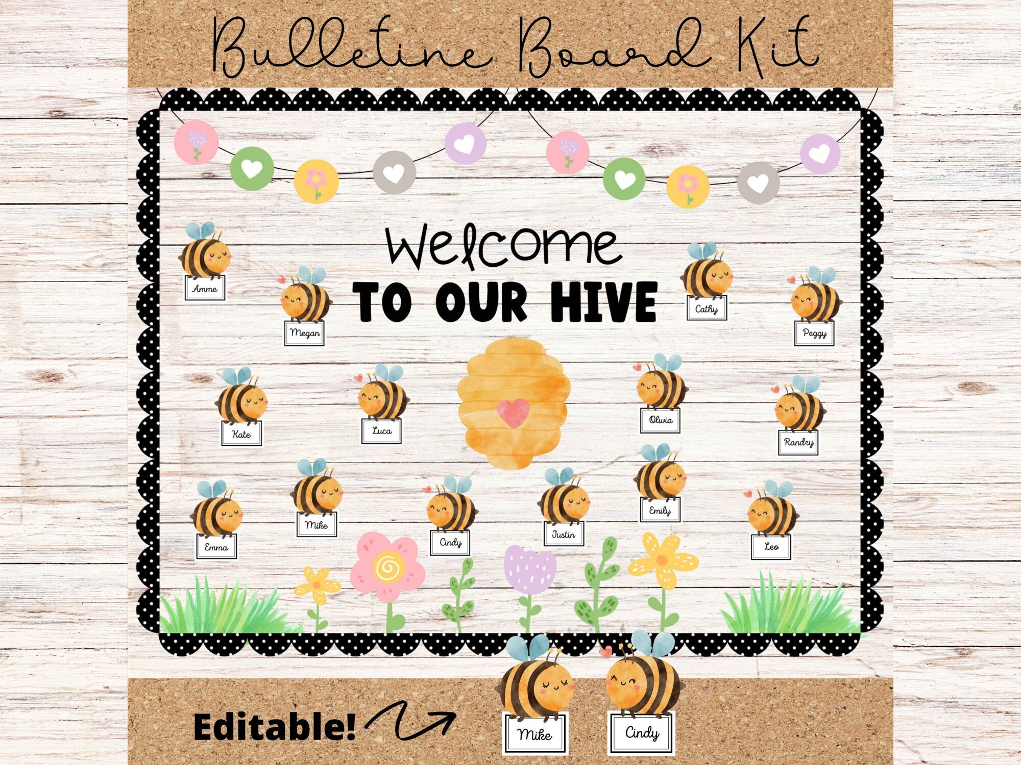 Spring Bulletin Board Kit Bee Theme Classroom Decor Printable - Etsy