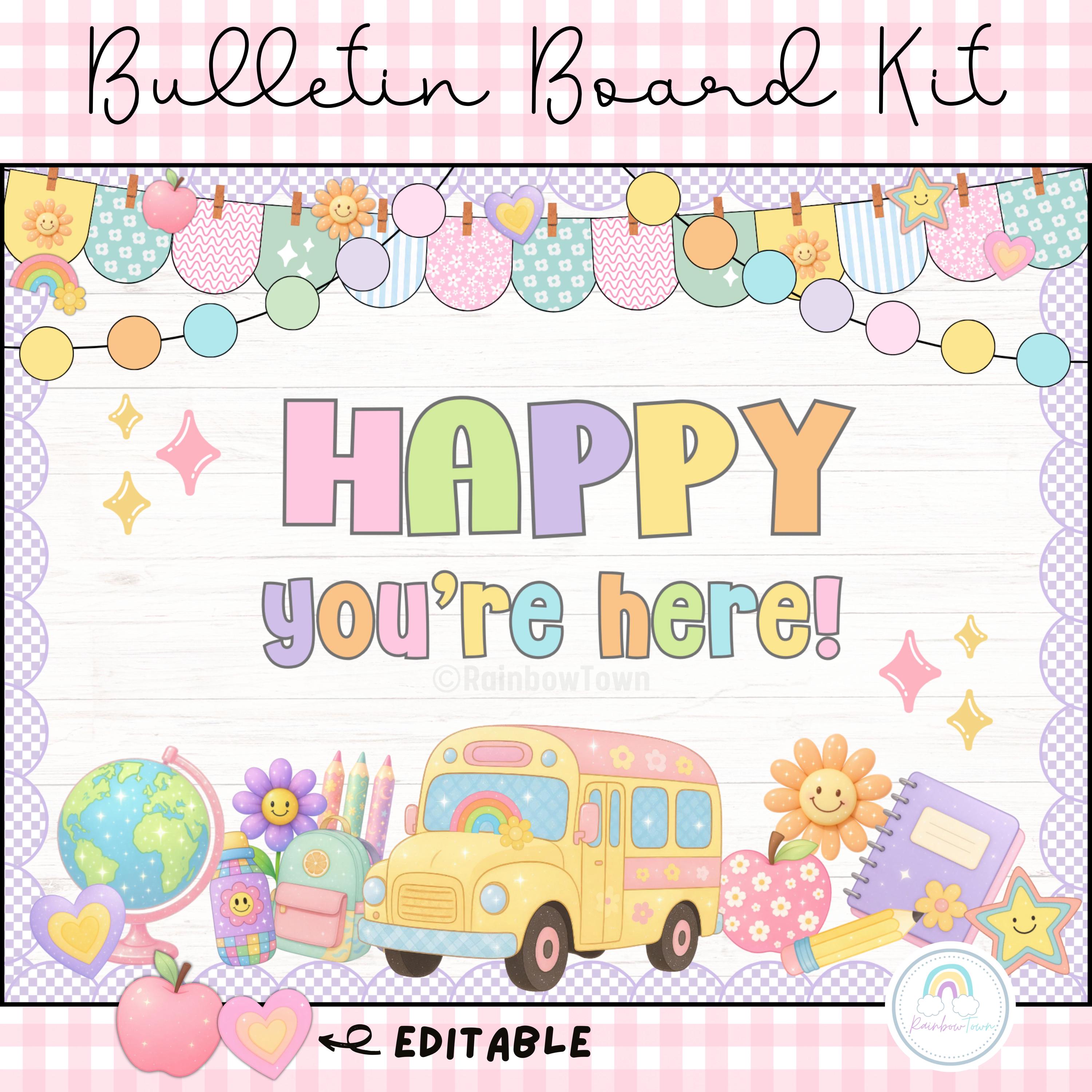 Back to School Bulletin Board Pastel School Supplies Classroom Decor ...