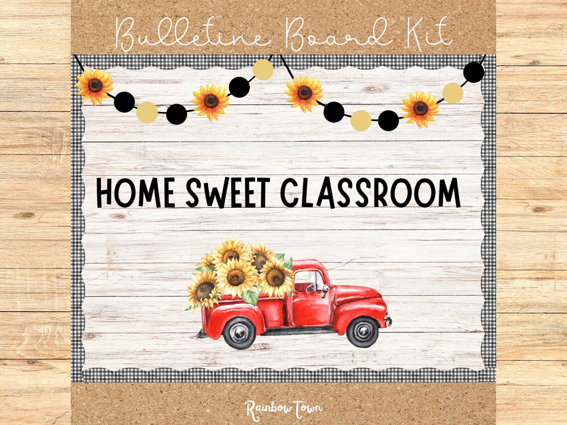Home Sweet Classroom Farmhouse Truck Bulletin Board Kit Classroom Door ...