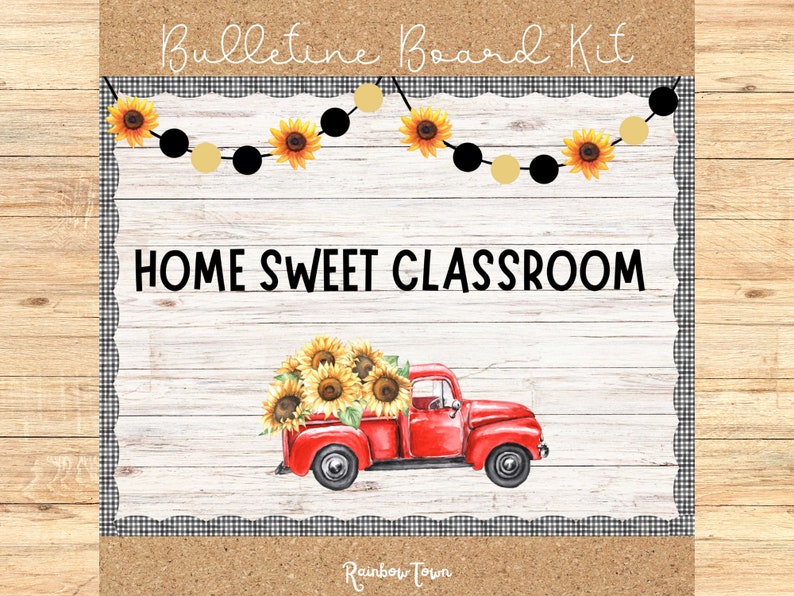 Home Sweet Classroom Farmhouse Truck Bulletin Board Kit Classroom Door ...