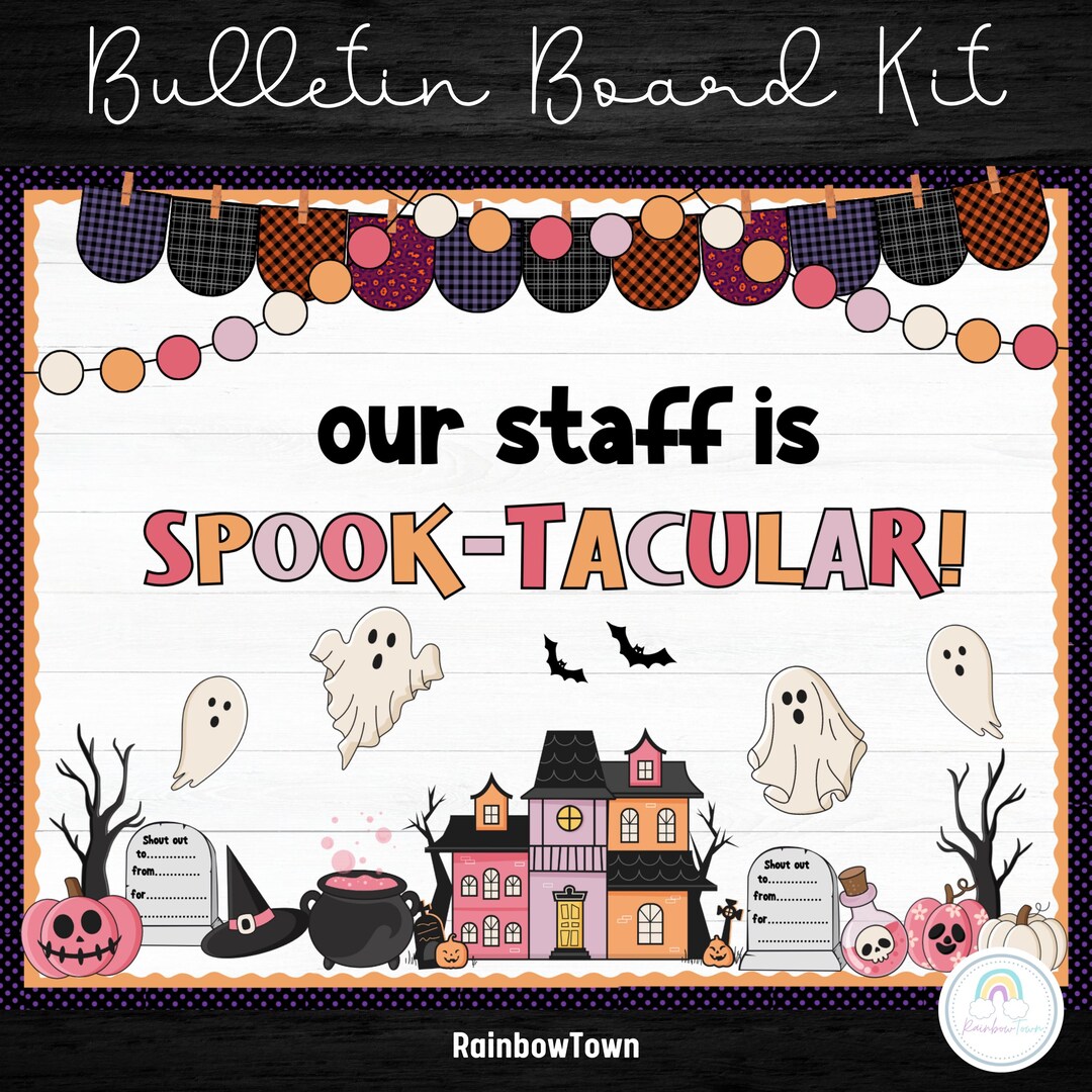 Staff Shout Outs Bulletin Board | Halloween Bulletin Board Kit | Spooky ...