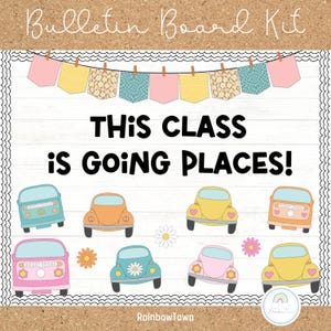On the Road Back to School Bulletin Board Kit Groovy Classroom Decor ...