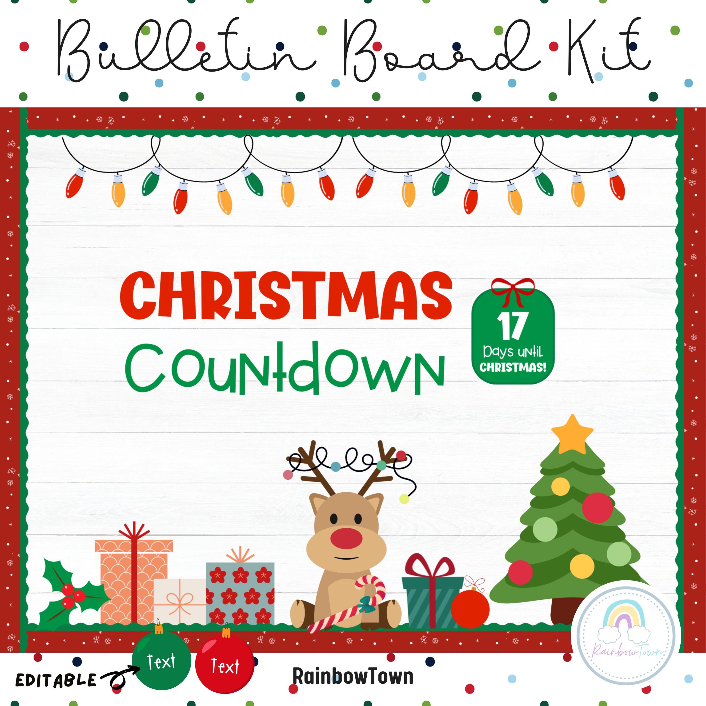 Christmas Countdown Bulletin Board Kit Reindeer Holiday Classroom ...