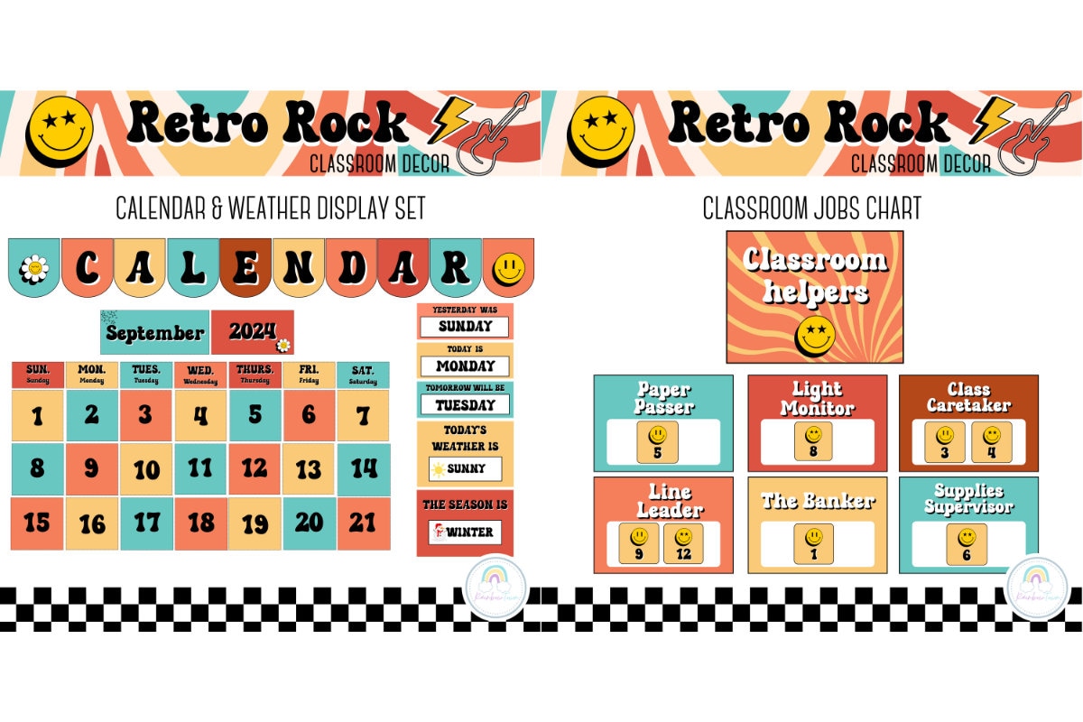 Retro Groovy Classroom Decor Bundle Printable & Editable - Etsy