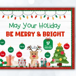 Christmas Countdown Bulletin Board Kit Winter Door Decor Reindeer Theme ...