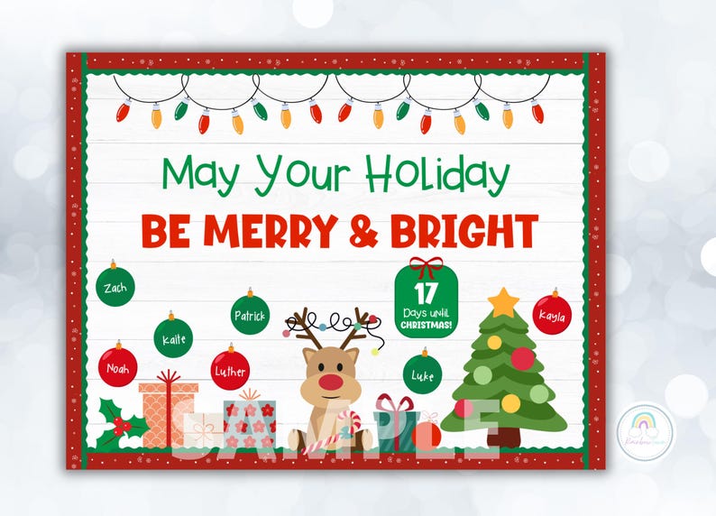 Christmas Countdown Bulletin Board Kit Reindeer Holiday Classroom ...