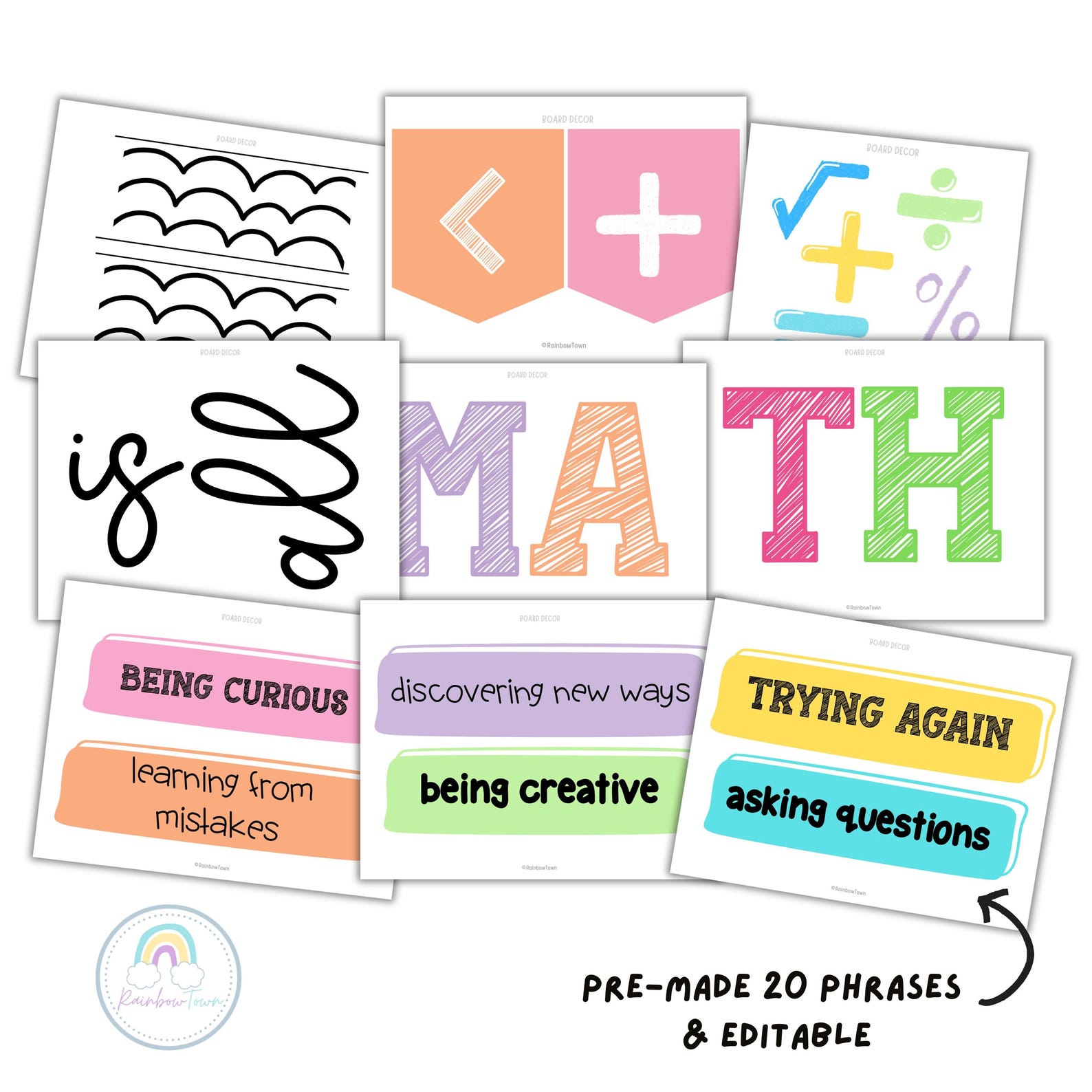 Back to School Math Bulletin Board Kit Motivational Classroom ...